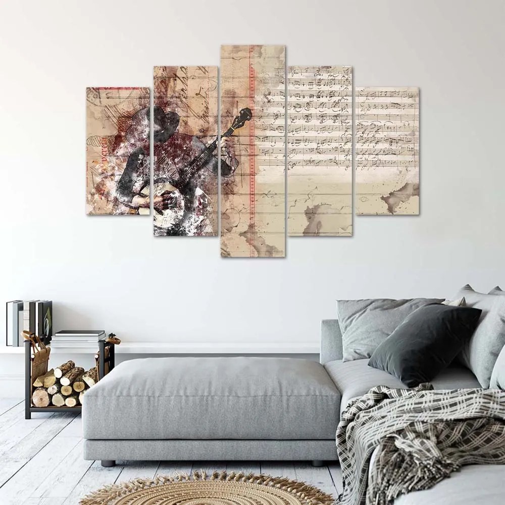 Gario Obraz na plátně Abstraktní hudebník - 5 dílný Rozměry: 100 x 70 cm