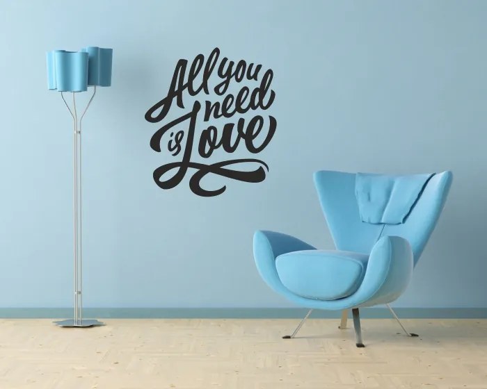 Samolepky na zeď - All you need is love Barva: Modrá světlá, Velikost: 60x68 cm