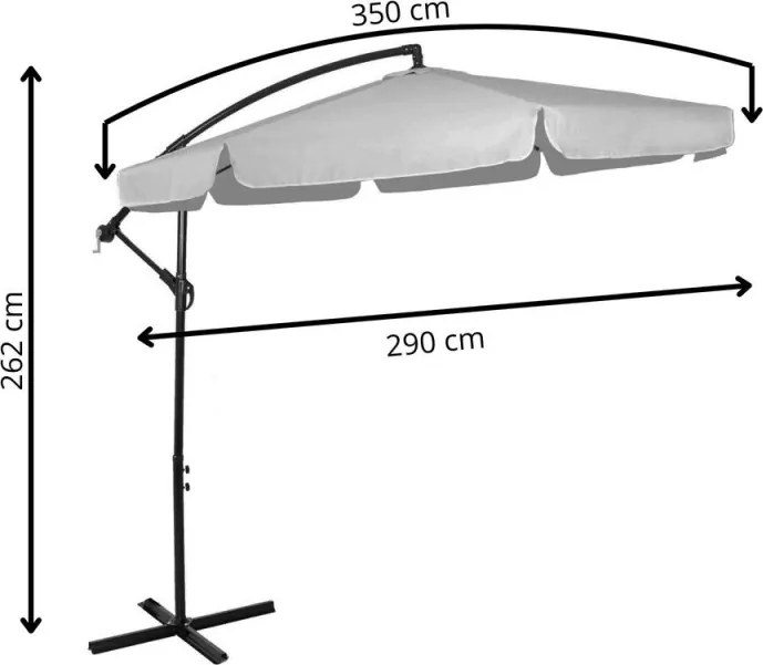 Zahradní slunečník 290 cm, světle šedý SPRINGOS CASABLANCA GU0042