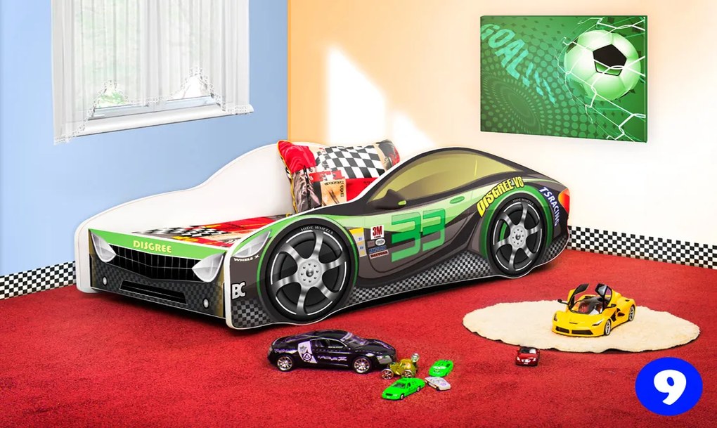 Svět pokojů Dětská auto postel sportovní auto černé  9 + matrace zdarma Rozměr: 180x80 cm (+700 Kč)