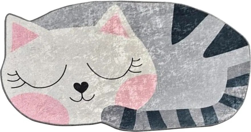 Růžový/šedý pratelný dětský koberec 60x100 cm Cat – Mila Home