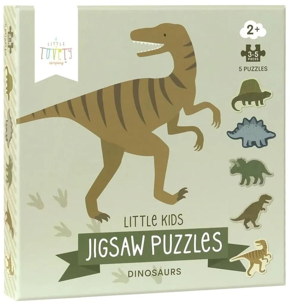 A Little Lovely Company Dětské puzzle Dinosaur, zelená barva, papír
