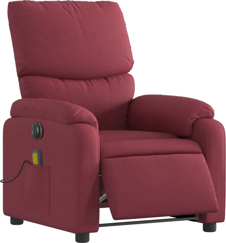 Elektrické masážní polohovací křeslo vínové textil 3204815