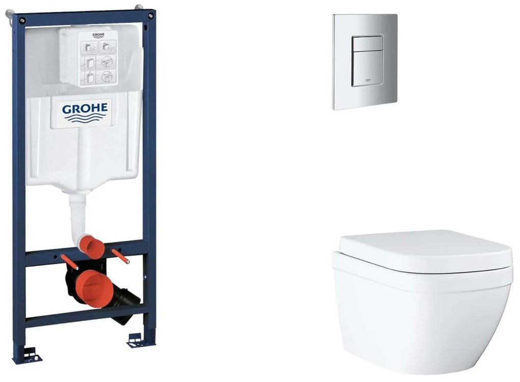 Grohe Rapid SL - Set předstěnové instalace, klozetu, sedátka SoftClose a tlačítka Skate Cosmopolitan, Triple Vortex, chrom SANI11BB2116