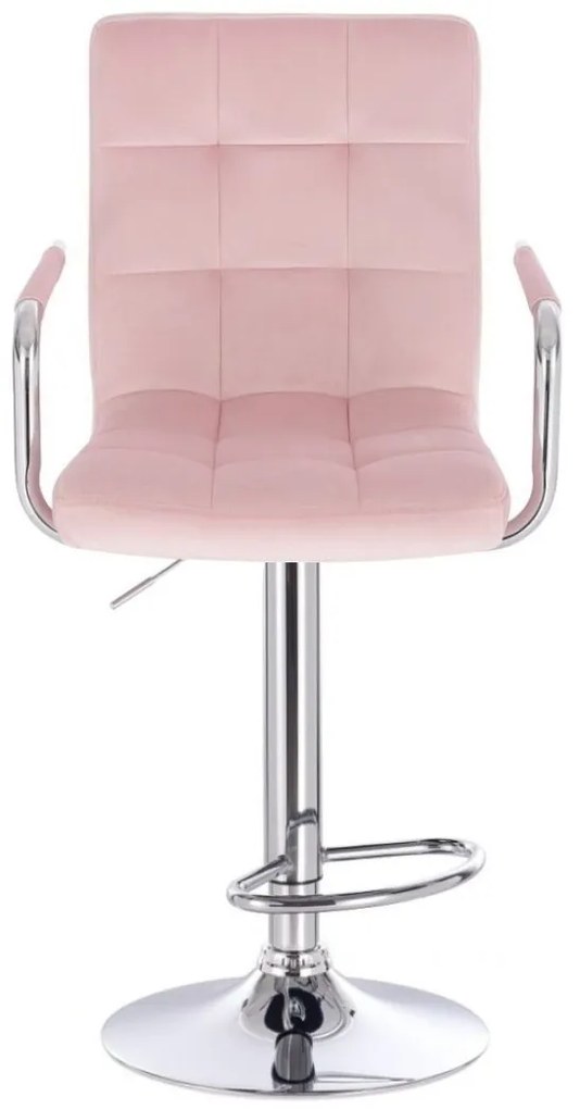 LuxuryForm DESIGN Barová židle VERONA VELUR na stříbrné kulaté podstavě - růžová