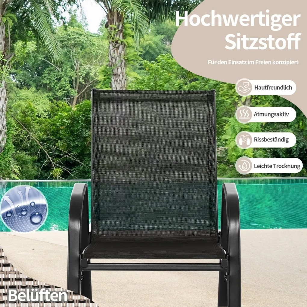 Costway Sada 2 houpacích křesel s prodyšným látkovým sedákem Ergonomická – černý