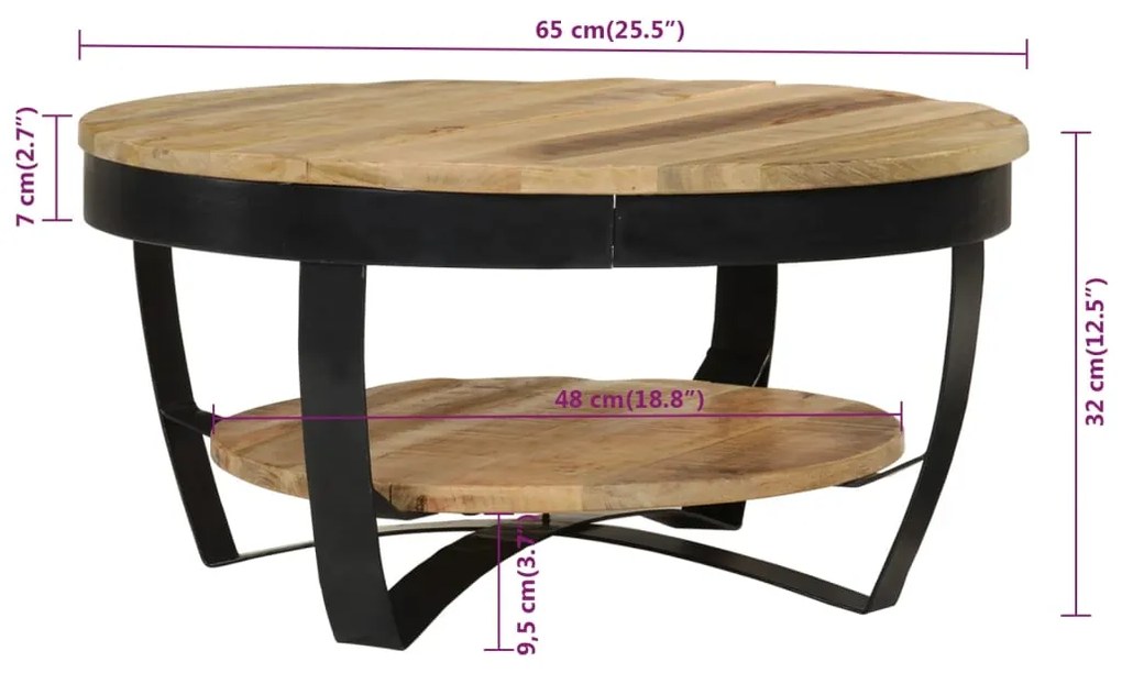 vidaXL Marketos Konferenční stolek hrubé mangovníkové dřevo 65 x 32 cm