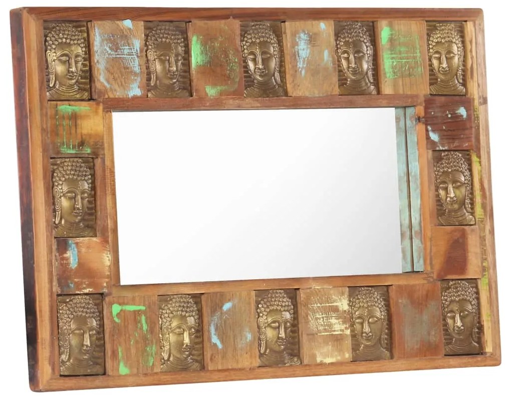 321814 vidaXL Zrcadlo s reliéfy Buddhy 80 x 50 cm masivní recyklované dřevo