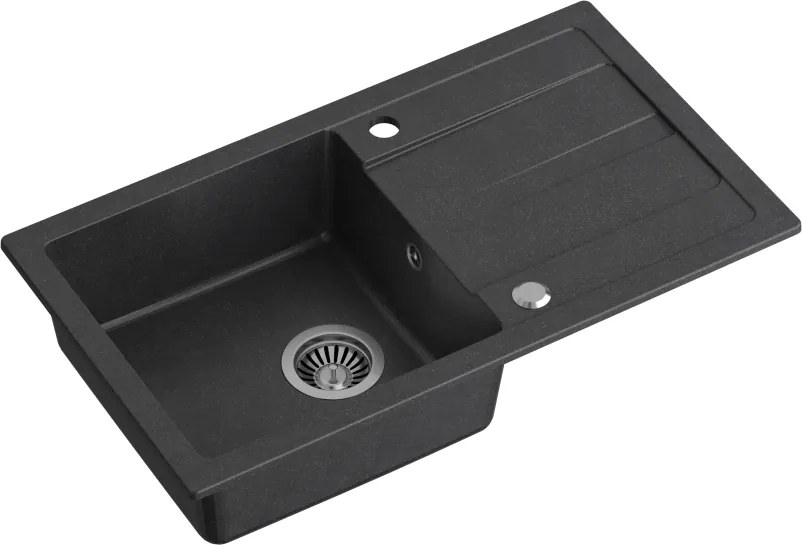Černý kuchyňský granitový dřez QUADRON GO- MAX + BATERIE