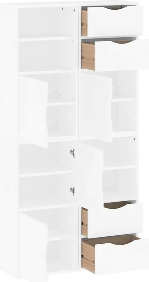 Boční skříňky 4 ks "ODDA" Bílá 40x24x79 cm Borovicový masiv 3365349