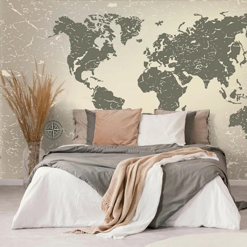 Tapeta stará mapa světa na abstraktním pozadí - 450x300 cm