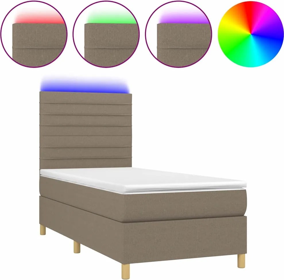 Box spring postel s matrací a LED taupe 100x200 cm textil 3135497