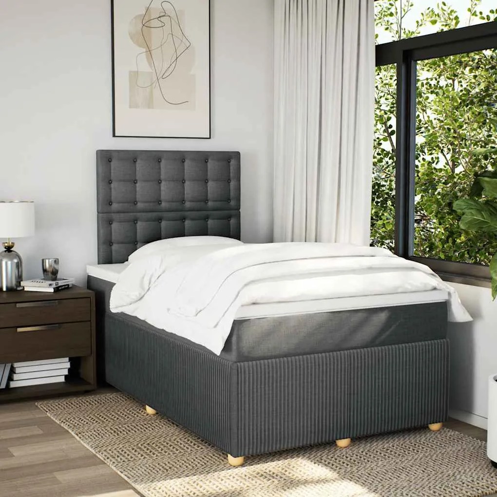 Box spring postel s matrací tmavě šedá 120x200 cm textil 3294338