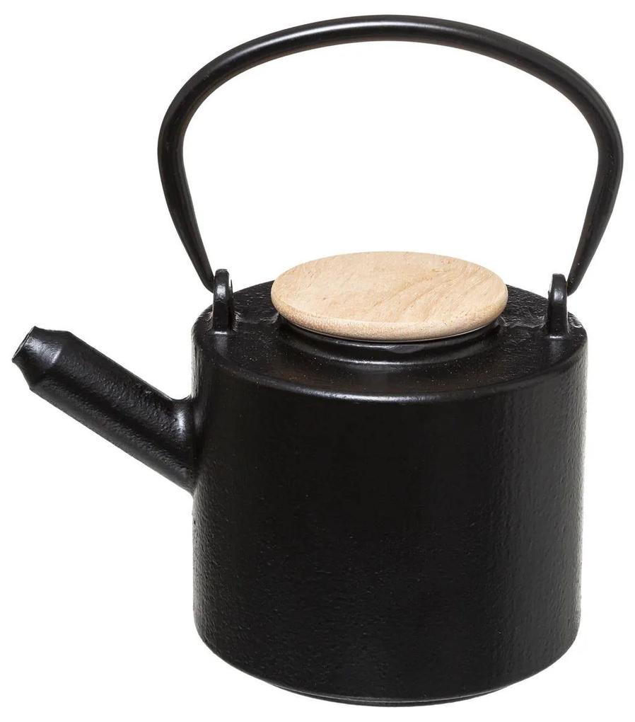 Litinová čajová konvice SMOOTH, černá, 1 L