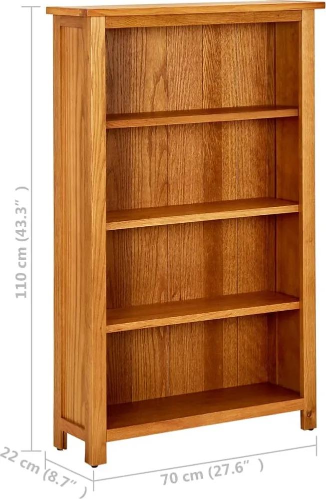 vidaXL Knihovna se 4 policemi 70 x 22 x 110 cm masivní dubové dřevo [331735]