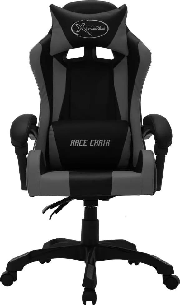 vidaXL Herní židle s RGB LED podsvícením umělá kůže [288002] Barva: Šedá a černá