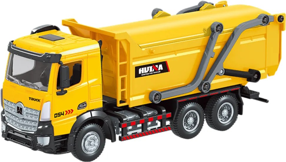 Popelářské auto kovové pohyblivé Huina žluté 1:50