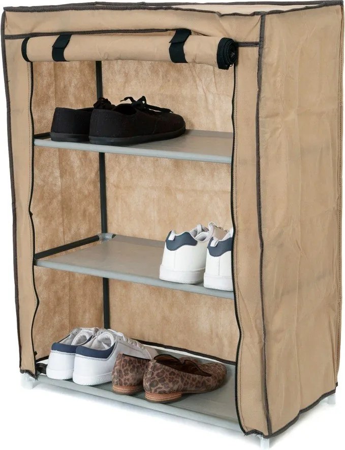 Béžový textilní třípatrový botník Compactor Shoes