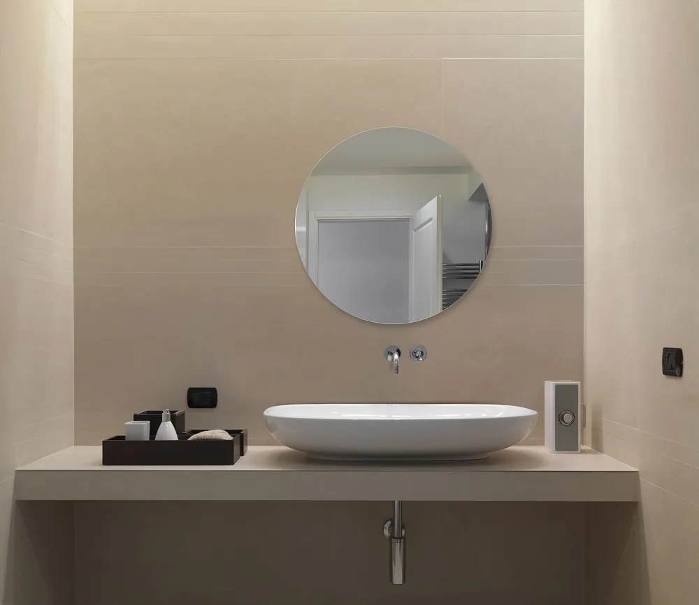Amirro PURE RONDE kulaté zrcadlo na chodbu do předsíně nástěnné Ø 50 cm s leštěnou hranou do koupelny na zeď 710-167