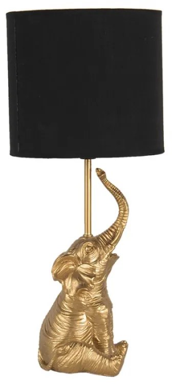 Stolní lampa ve tvaru zlatého slona s černým stínidlem – 20x46 cm