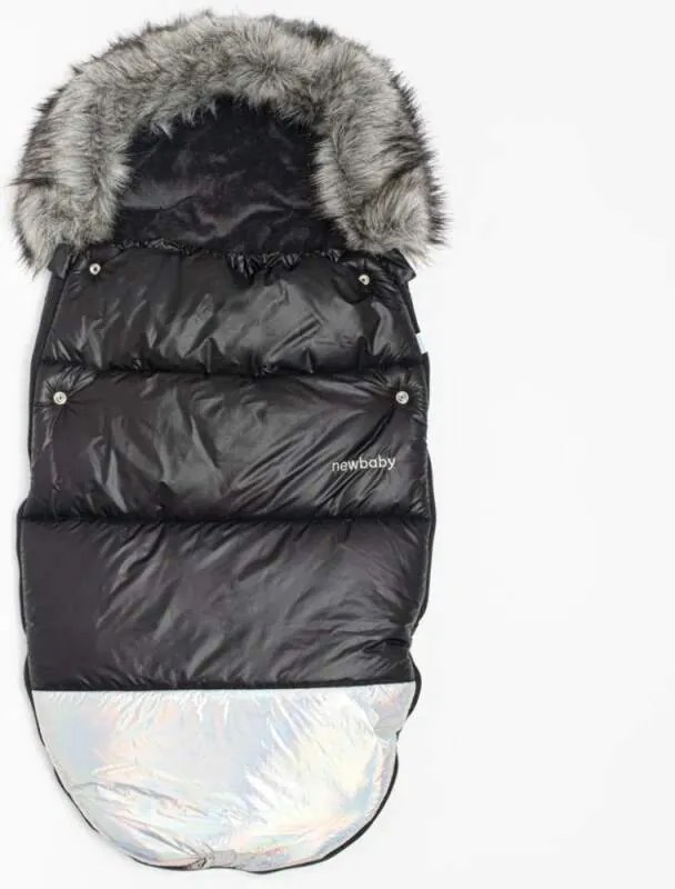 Luxusní fusak s kožíškem Shine New Baby černo stříbrný
