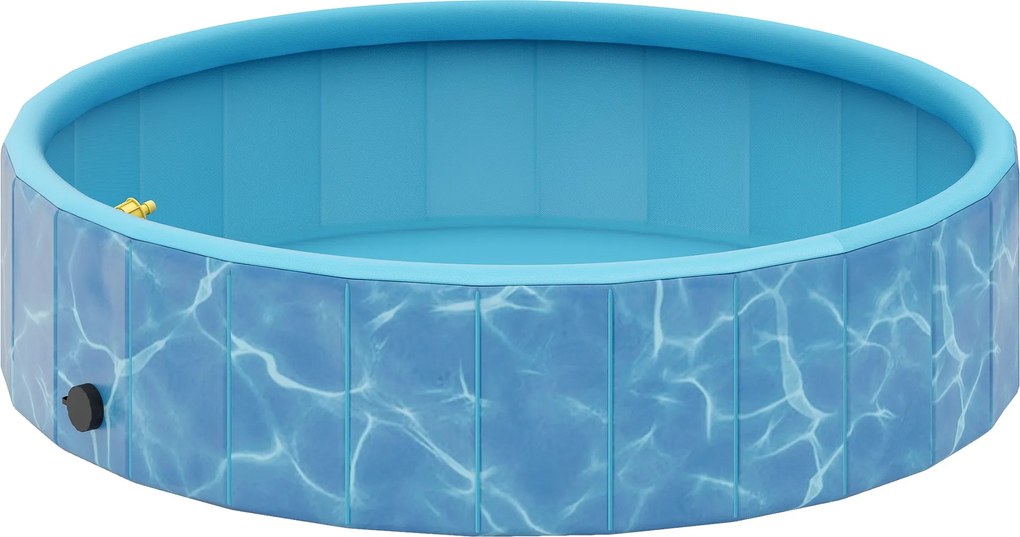 PawHut Psí Bazén Skládací Splash Bazén s Fontánou a Designem Vodního Polštáře Ø120 x 30 cm Protiskluzová Psí Koupelna Bazén pro Psy a Kočky | Aosom