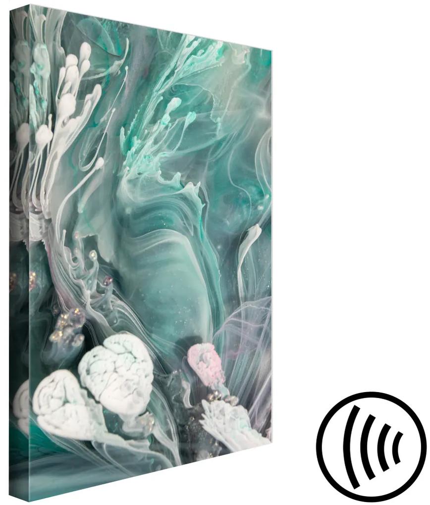 Obraz Abstrakce - skvrny jemné tyrkysové rozlévající se na bílém