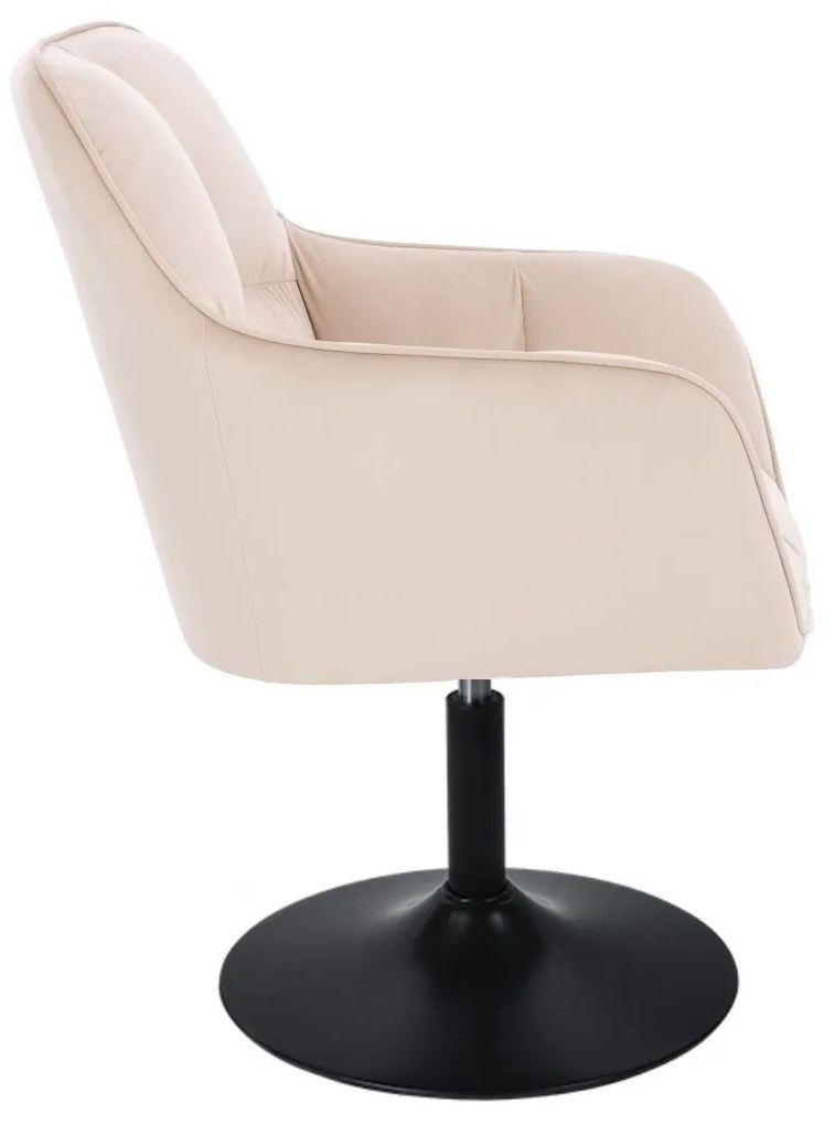 LuxuryForm DESIGN Otočné křeslo AMALFI VELUR na černém talíři - krémové