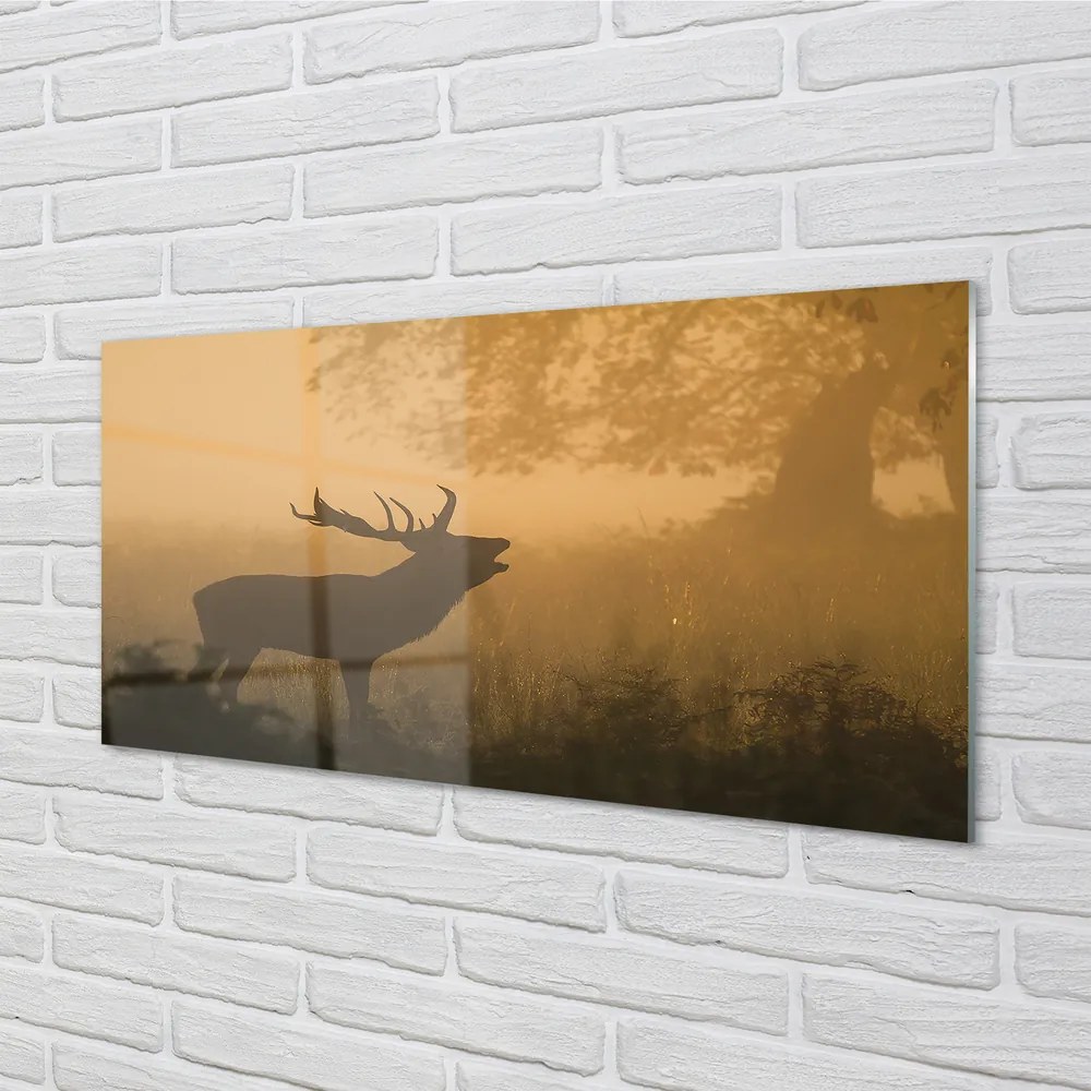 akrylový obraz jelen sunrise 125x50 cm