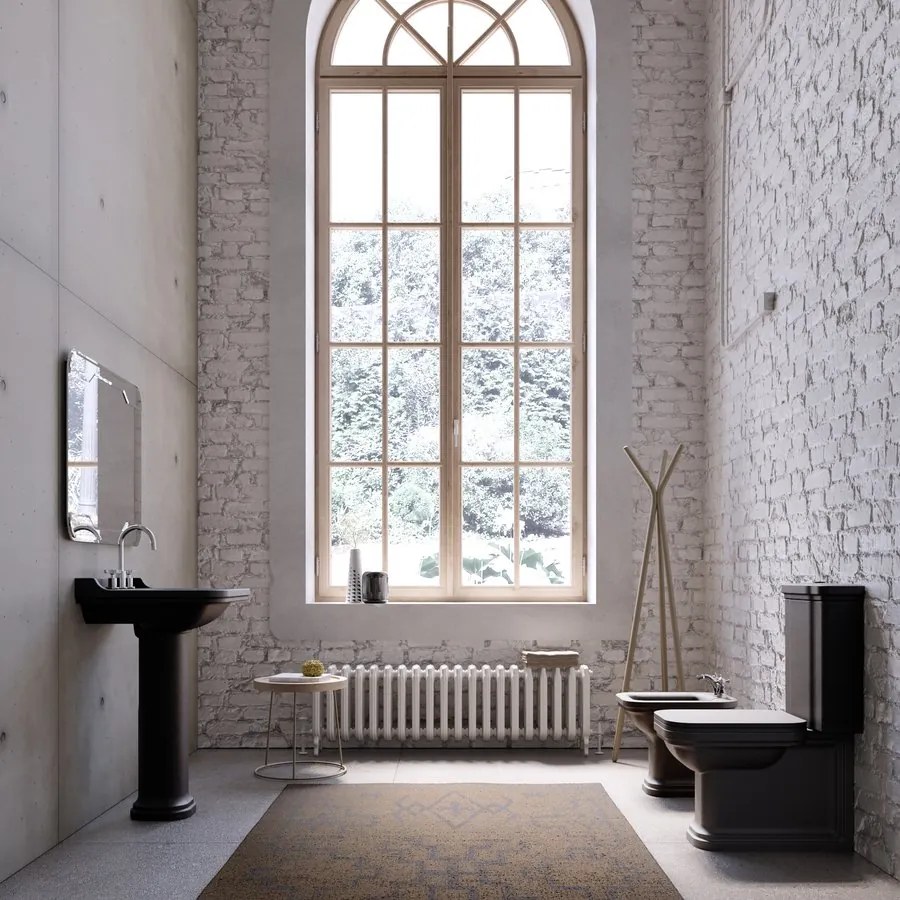 Kerasan Kerasan, WALDORF WC kombi mísa 40x68cm, spodní/zadní odpad, černá mat, 411731