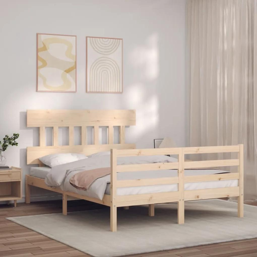 Rám postele s čelem 140 x 200 cm masivní dřevo,  3195156