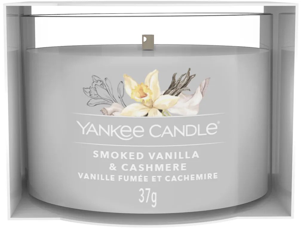 Yankee Candle –  votivní svíčka ve skle Smoked Vanilla & Cashmere (Kouřová vanilka a kašmír), 37 g