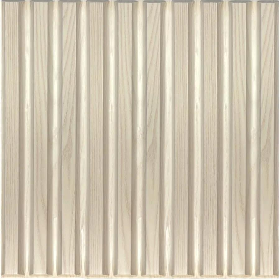 Obkladové panely 3D PVC SLATS D167 dřevo bílé, cena za kus, rozměr 500 x 500 mm, SLATS dřevo bílé, IMPOL TRADE