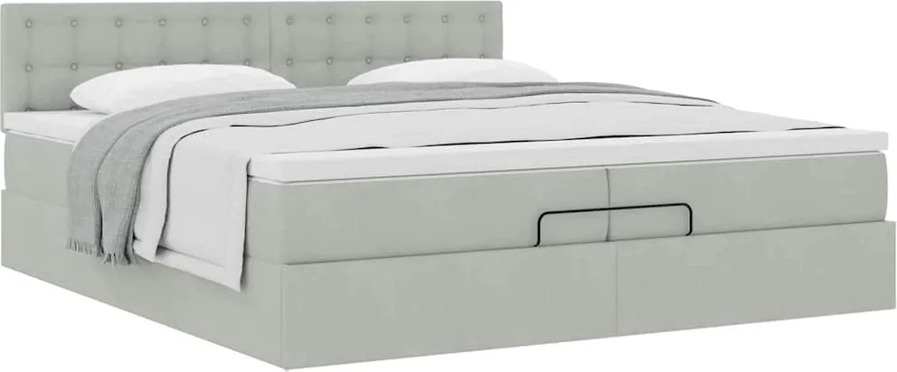 Osmanský rám postele s matrací světle šedá 200x200 cm samet 3311939