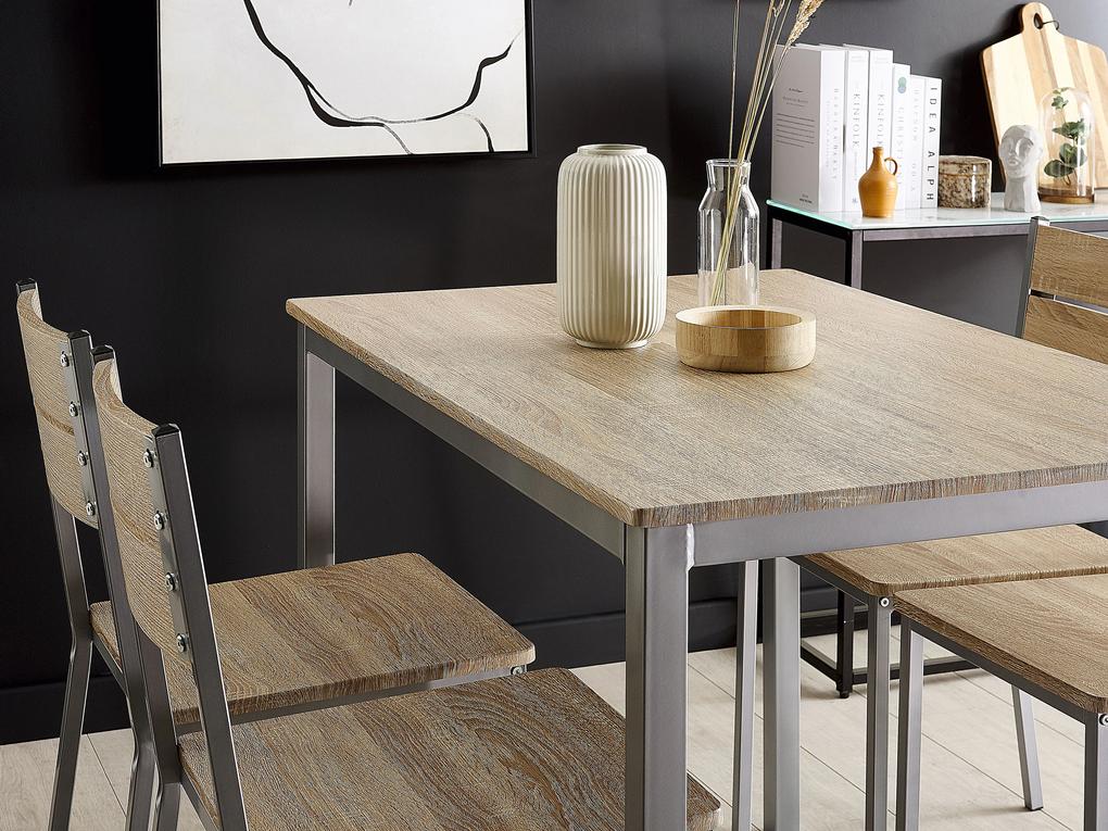 Jídelní souprava stůl a 4 židle světlé dřevo s bílou BLUMBERG Beliani