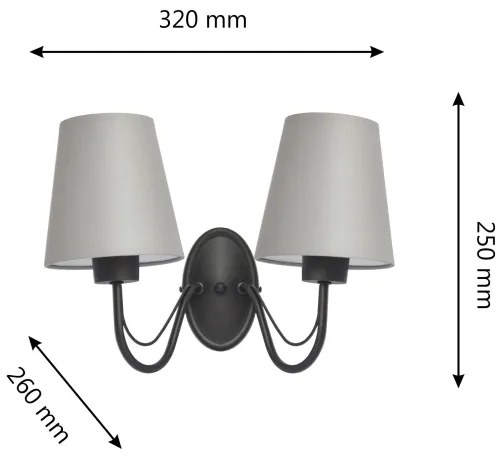 Nástěnná lampa MALBO 2xE27/15W/230V šedá/černá