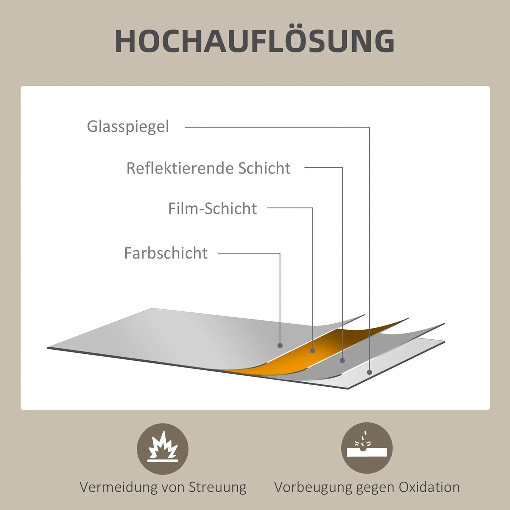 HOMCOM Obdélníkové zrcadlo - Zrcadlo do koupelny 50x70 cm - Dekorativní nástěnné zrcadlo do obývacího pokoje, předsíně, chodby - Horizontální nebo ve…