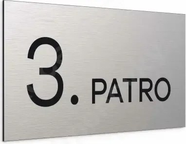 ACCEPT Označení podlaží "3. PATRO" - stříbrná tabulka - černý popis