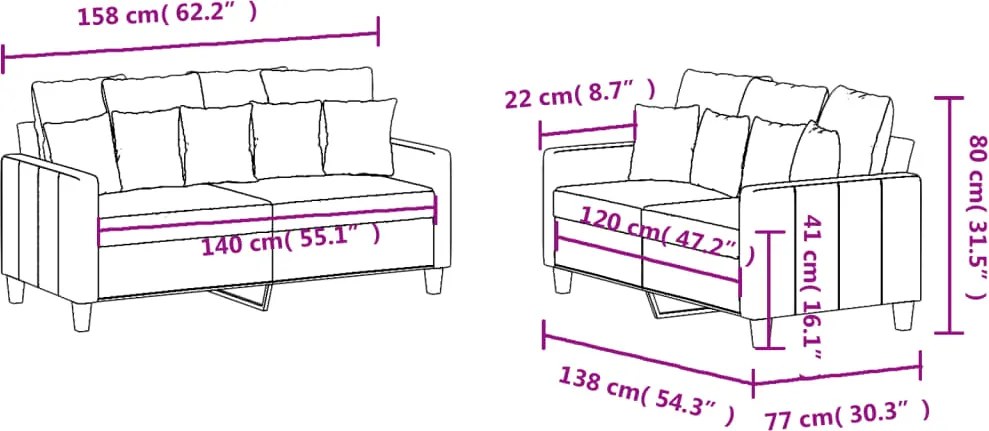 2dílná sedací souprava s poduškami krémová textil 3201650