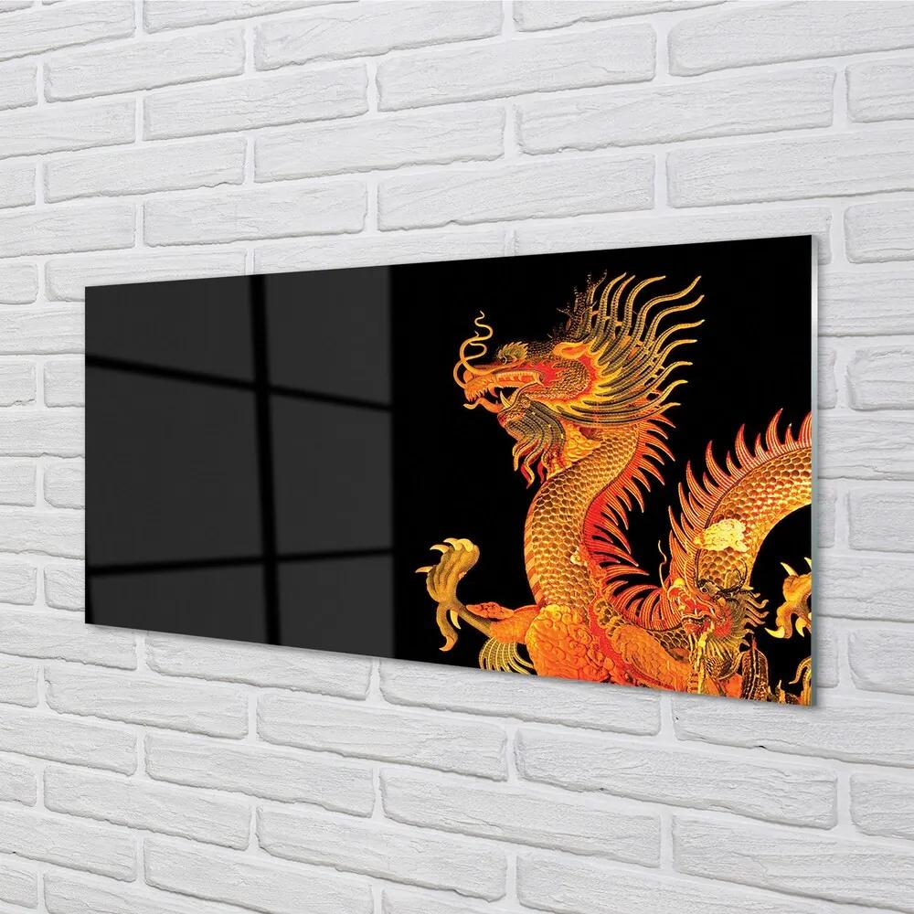 Obraz na skle Japonský zlatý drak 100x50 cm