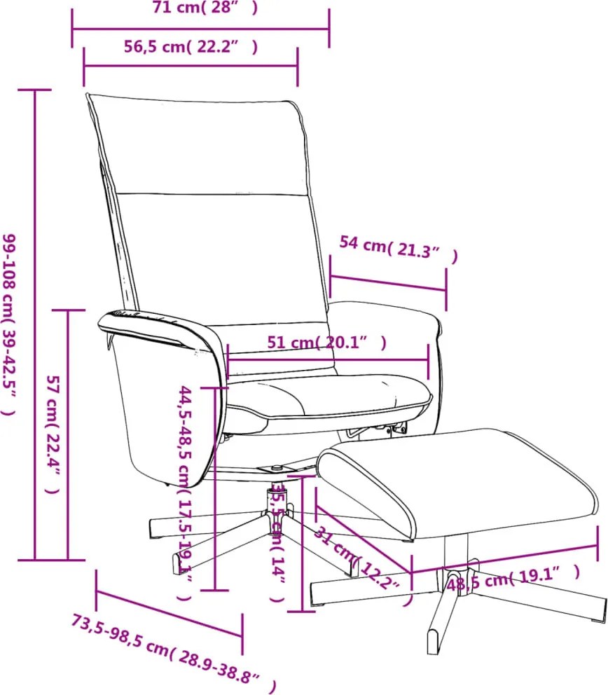 vidaXL Polohovací křeslo s podnožkou umělá kůže [356648] Barva: Černá