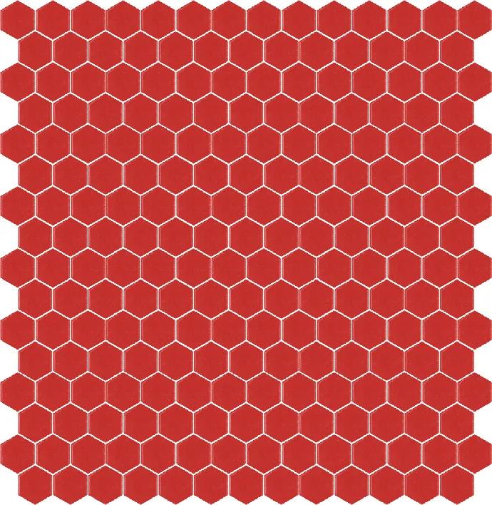 Hisbalit Skleněná mozaika červená Mozaika 176F SATINATO hexagony 2,3x2,6 (33,33x33,33) cm - HEX176FLH
