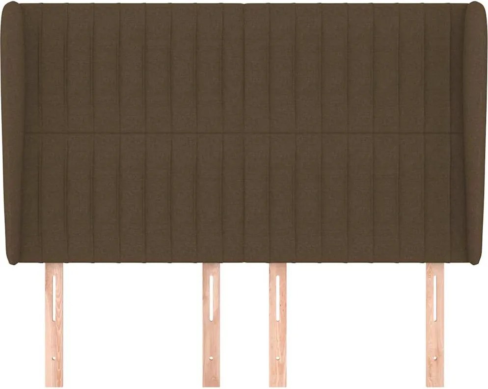 Čelo postele typu ušák tmavě hnědé 147x23x118/128 cm textil 3118195