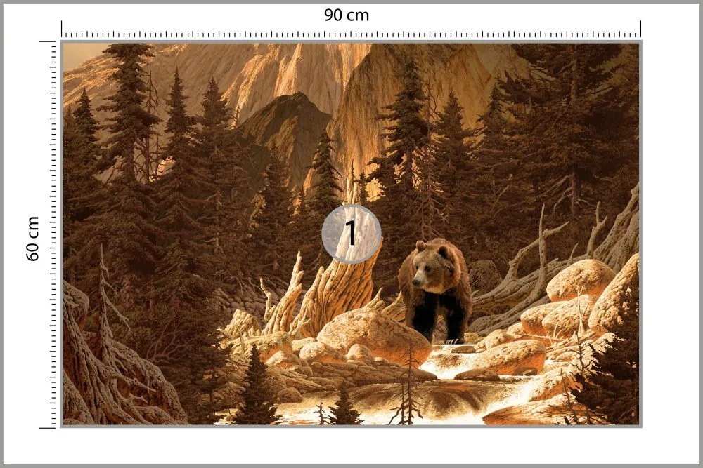 Fototapeta Bear In The Mountains Samolepící tapety 104x70.5