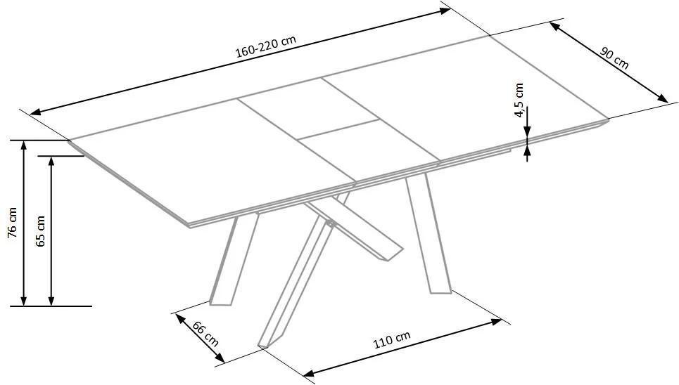 Jídelní rozkládací stůl CAPITAL – 160x90x76 (+40)