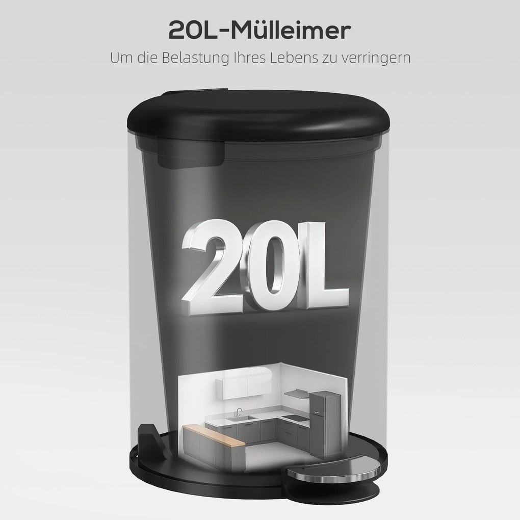 kuchyňský odpadkový koš o objemu 20 litrů, kovový odpadkový koš odolný proti otiskům prstů, s víkem s měkkým zavíráním, nožním pedálem a vyjímatelným…