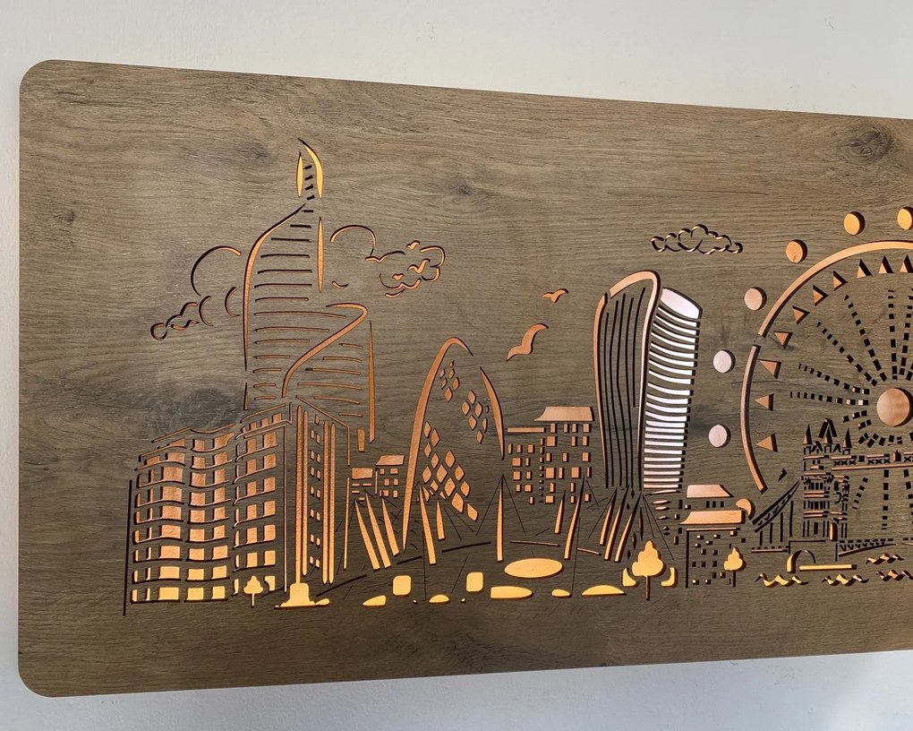 Li-Go "Londýn" světelný obraz 230V 125x40 cm provedení povrchu: dub světlý