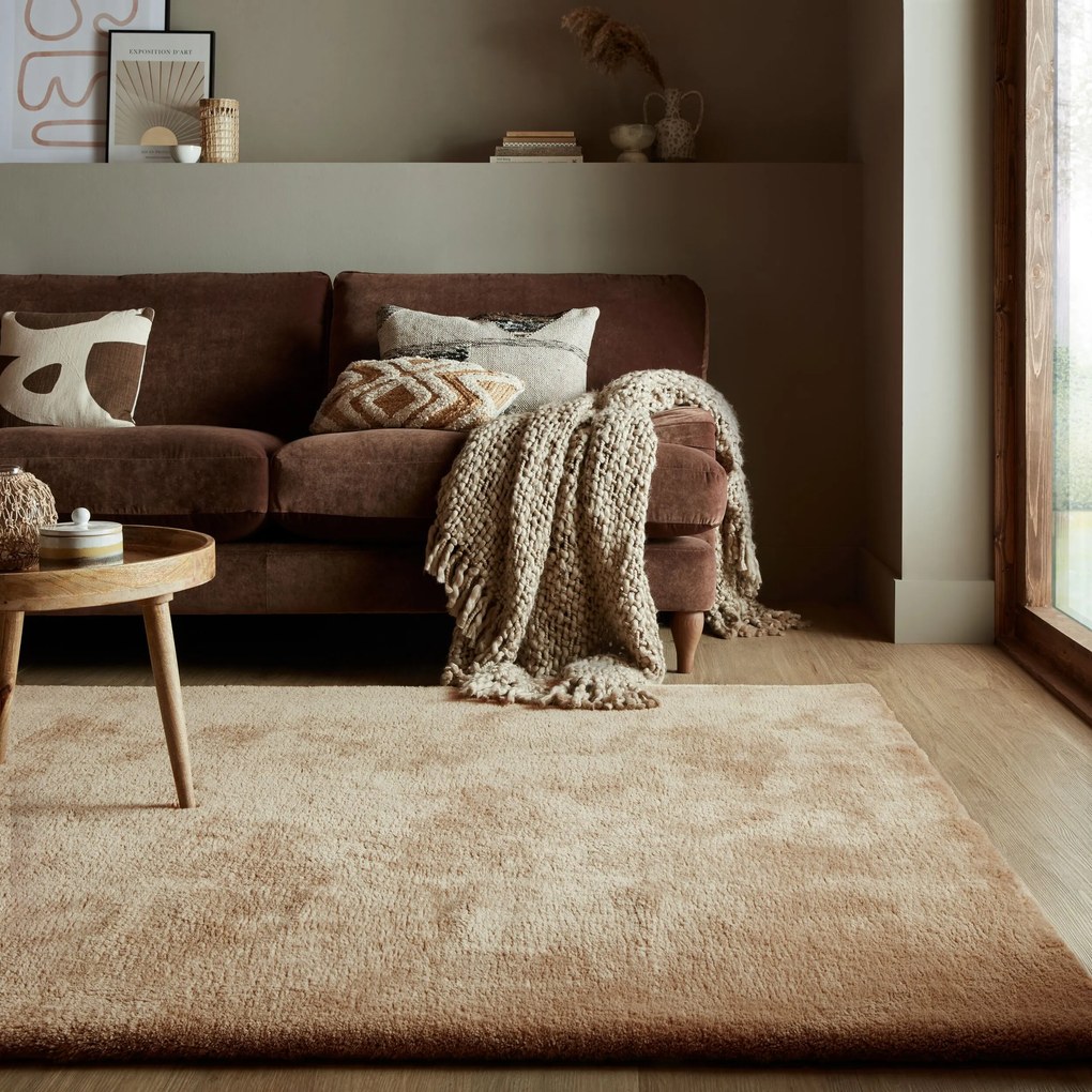 Kusový koberec Faroe Faux Fur Natural, 160x230, hnedá, obývacia izba, Flair Rugs
