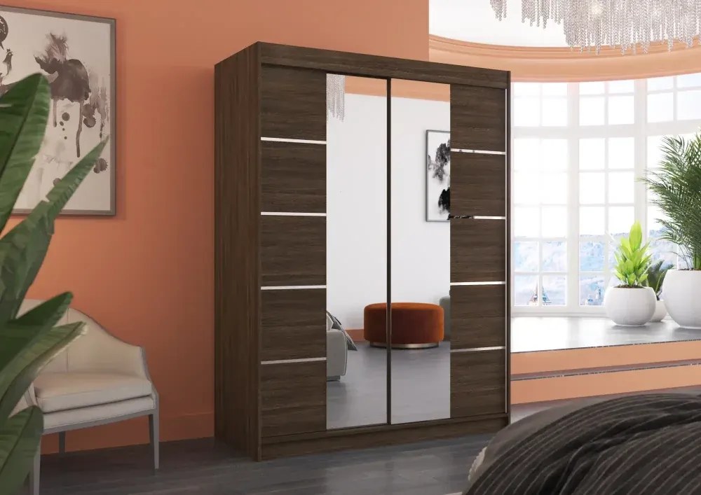 Posuvná skříň s zrcadlem NORDIC 150 choco