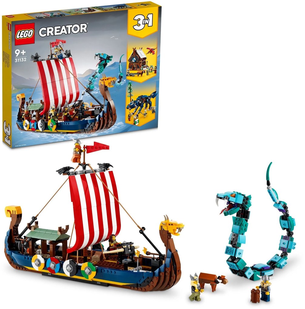 Lego stavebnice lego creator 31132 vikingská loď a mořský had